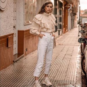 Zara | Sweaters | Last One Nwt Zara Ruffled Cable Knit Sweater | Poshmark